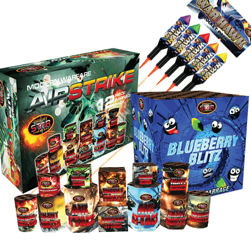 Air Strike Bundle - High Impact - 18pce | Home Delivery Fireworks